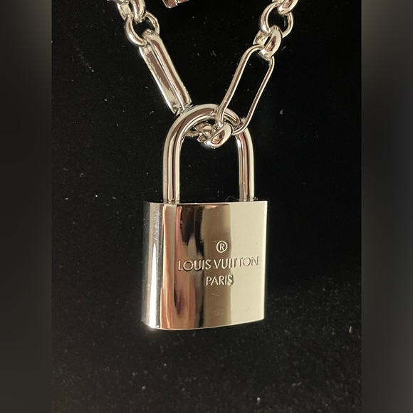 Louis Vuitton | Jewelry | Rare Palladium Louis Vuitton Padlock Necklace ...